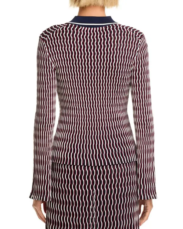 Simkhai Colleen Wavy Striped Polo Shirt