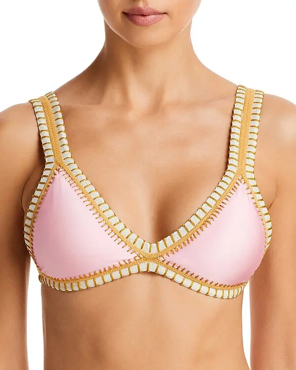 PLATINUM INSPIRED BY SOLANGE FERRARINI Crochet Trim Bikini Top - Pink Sands