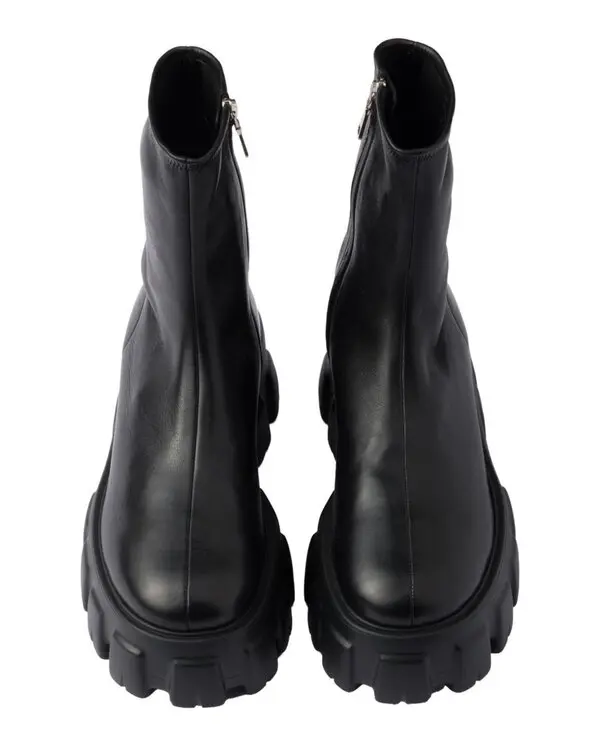 Prada Monolith Stretch Nappa Booties - Black