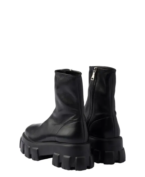 Prada Monolith Stretch Nappa Booties - Black