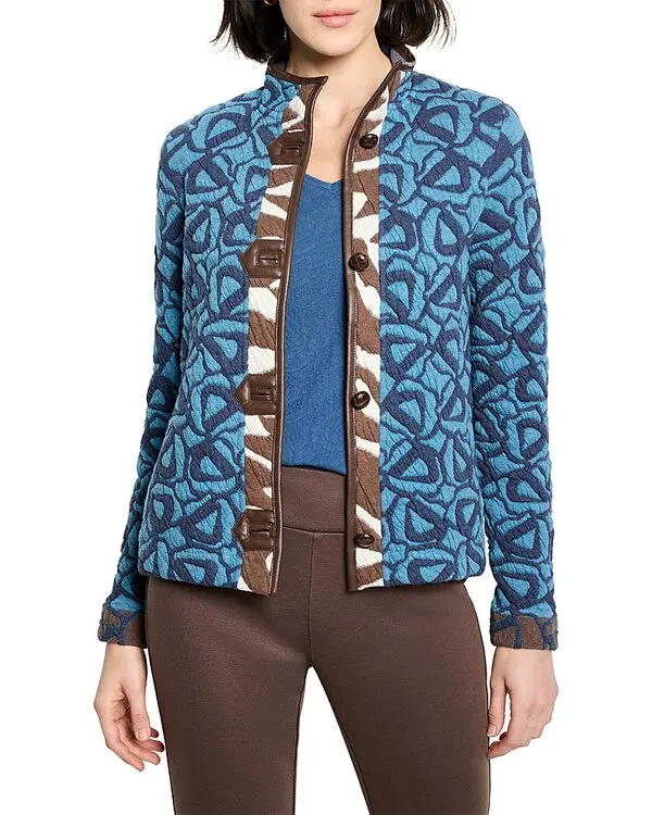 NIC+ZOE Quilted Jacket With Faux Leather Trim
