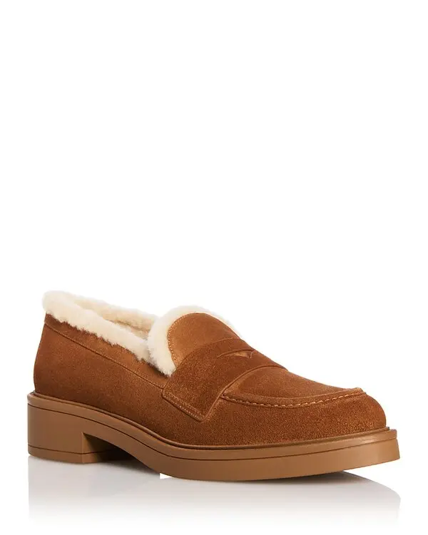 STUART WEITZMAN Celia Lite Shearling Lined Loafers - Doe