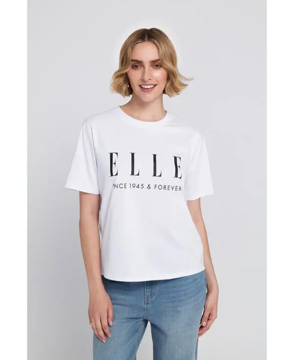 ELLE COLLECTION Logo Printed Tee - White