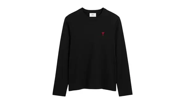 AMI Paris De Coeur Long Sleeves T-shirt - Black