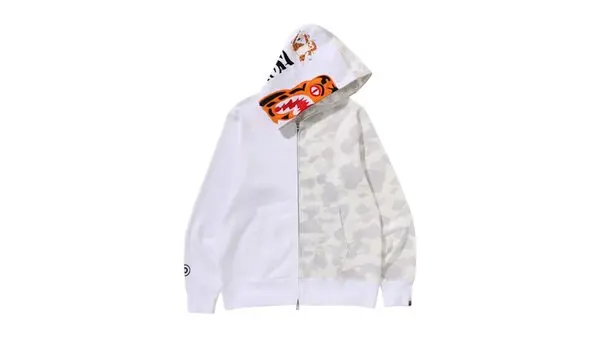 A BATHING APE City Camo Tiger Shark Full Zip Hoodie - White