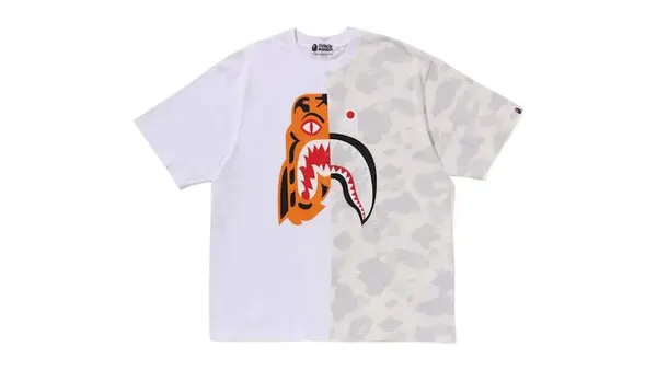 A BATHING APE City Camo Tiger Shark Relaxed Fit Tee Shirt - White