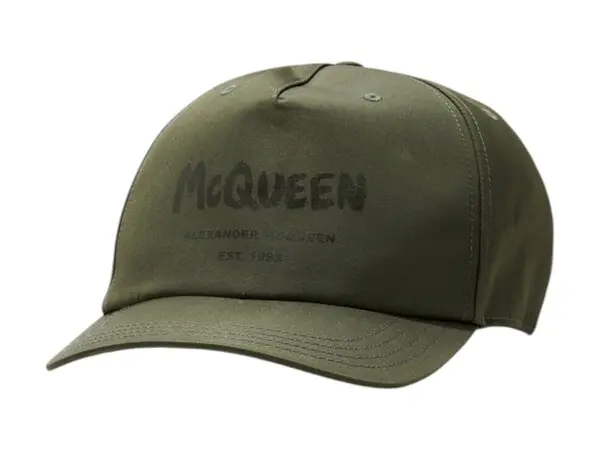 Alexander McQueen Grafitti Print Cap - Olive Green