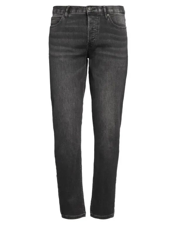 Hugo Jeans In Cotton Blend With Leather Trims - Black