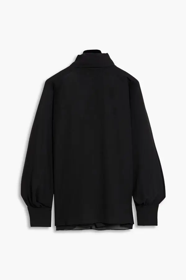 MIKAEL AGHAL Chiffon Tie-neck Blouse - Black