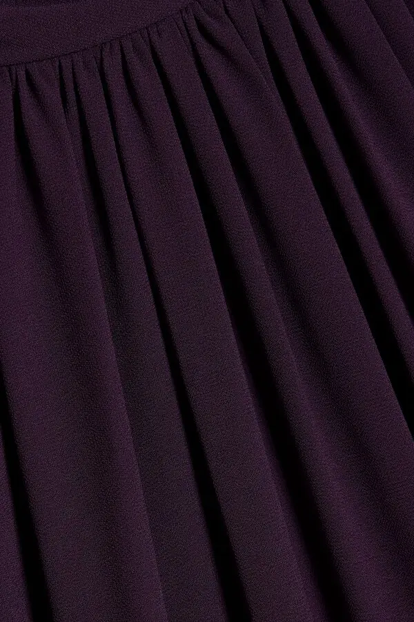 MIKAEL AGHAL Gathered Chiffon Maxi Gown With Waist Tie - Violet