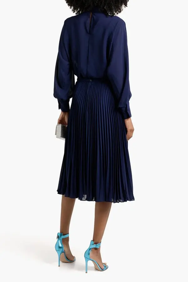 MIKAEL AGHAL Pleated Chiffon Midi Skirt
