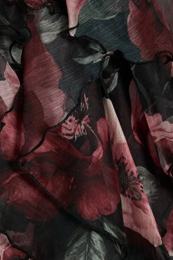 MIKAEL AGHAL Ruffled Floral-print Georgette Maxi Dress