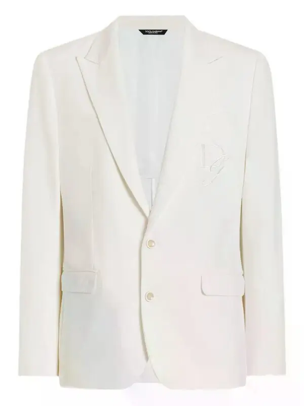 Dolce & Gabbana Embroidered Single-breasted Blazer - White
