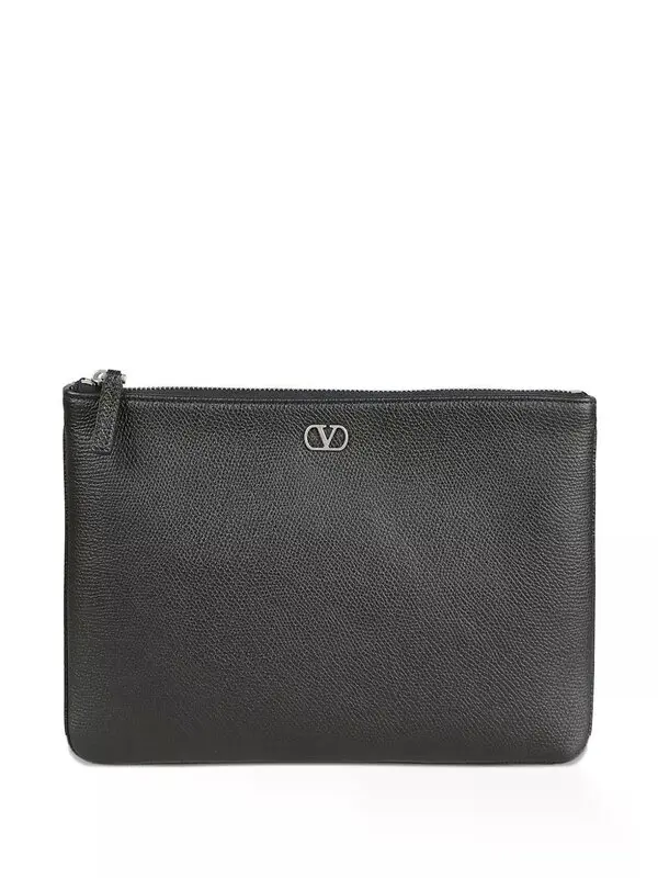 Valentino Garavani Leather Clutch With Logo - Black