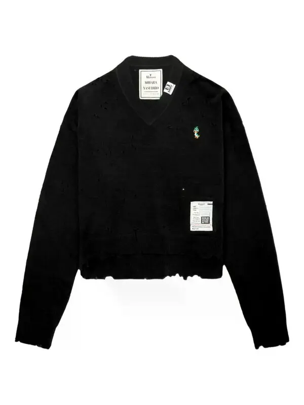 Mihara Yasuhiro Frayed V-neck Sweater
