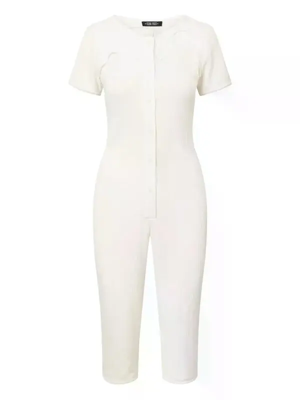 ELENA VELEZ Ribbed-knit Jumpsuit - White