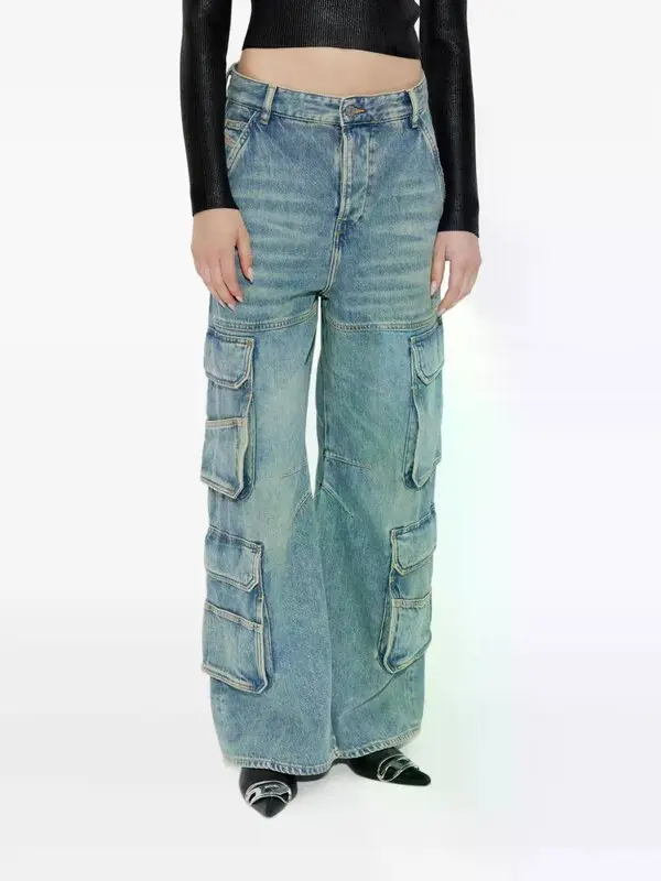 DIESEL® Multi-pocket Straight Leg Cargo Jeans - Blue