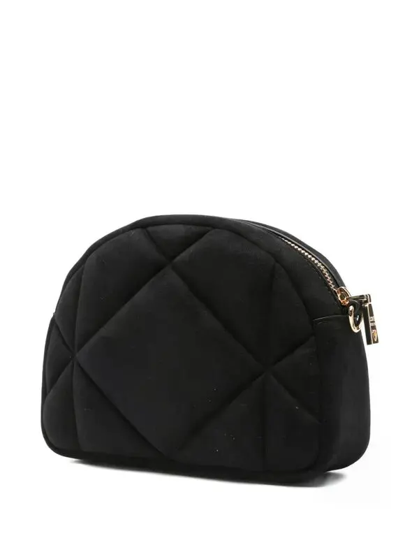 Moschino Quilted Cross Body Bag With Logo Plaque - Black