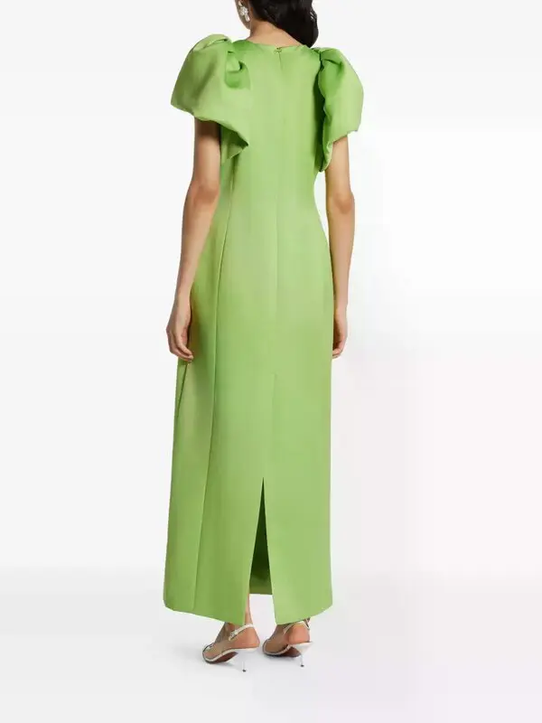Leo Lin Lucinda Puff-Sleeve Floral-Embellished Maxi Dress - Green |  Editorialist