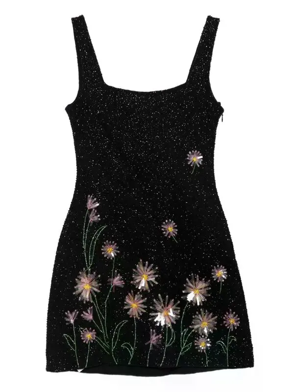 Staud Sequin-embellished Floral Mini Dress