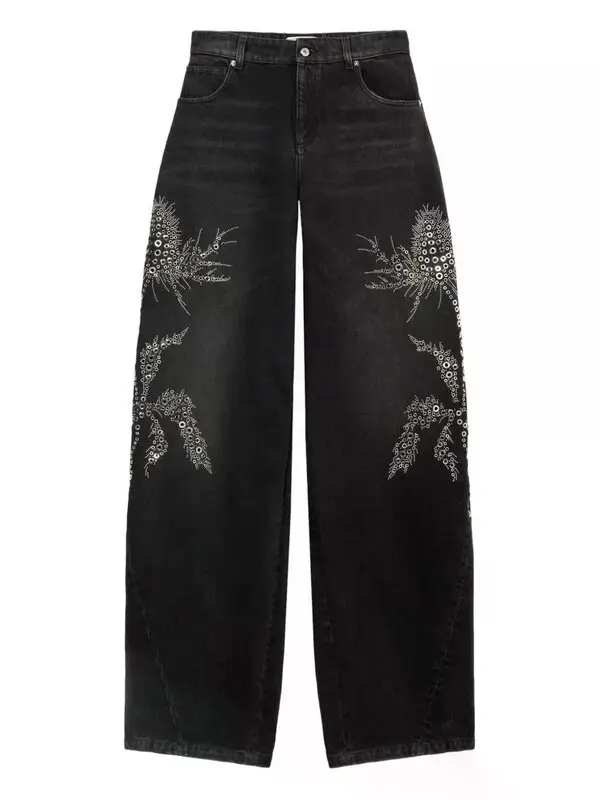 Blumarine Embellished Wide-leg Trousers