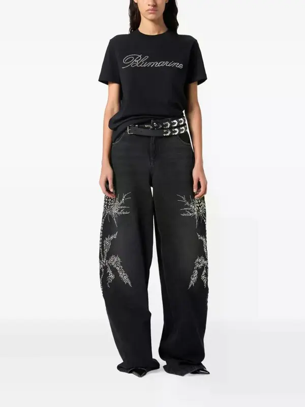 Blumarine Embellished Wide-leg Trousers