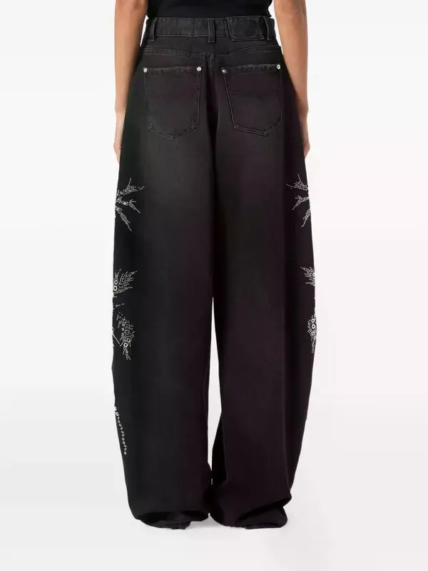 Blumarine Embellished Wide-leg Trousers