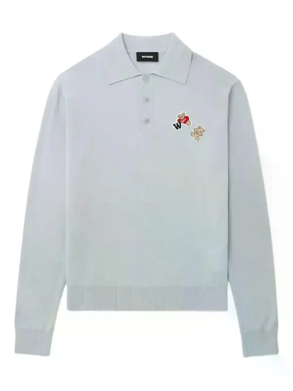 We11Done Bear-embroidered Polo-neck Sweater