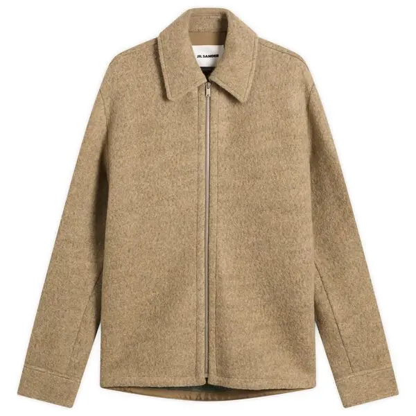 JIL SANDER Felted Wool Melange Zip Up - Fern