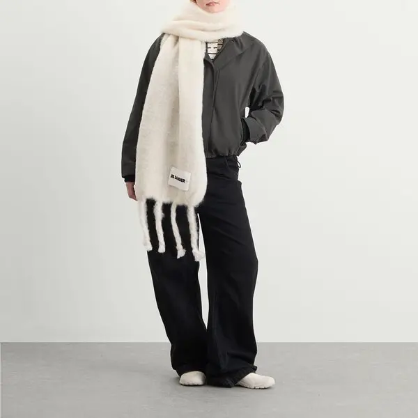 Jil Sander Plain Scarf White Editorialist