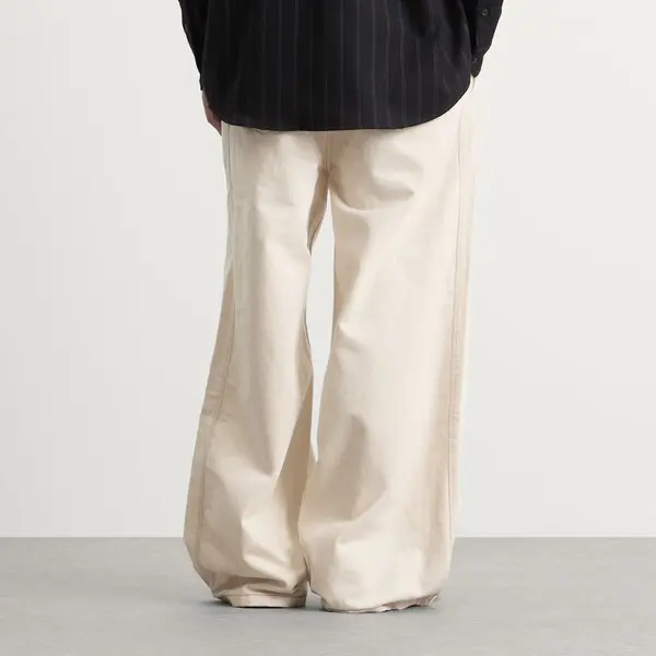 Ami Cotton Twill Wide Leg Trousers - Ecru