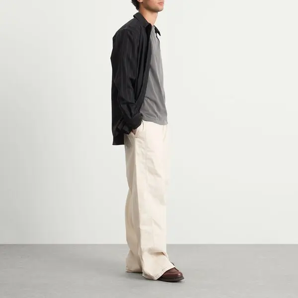 Ami Cotton Twill Wide Leg Trousers - Ecru