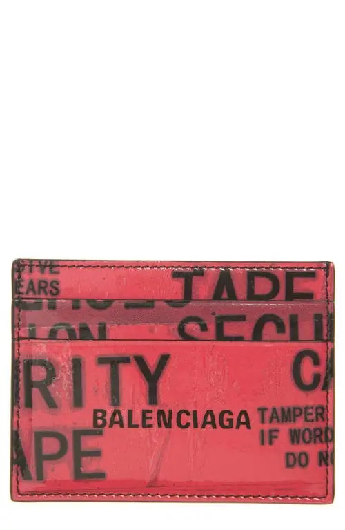 Balenciaga Tape Type Leather Card Holder - Red/black