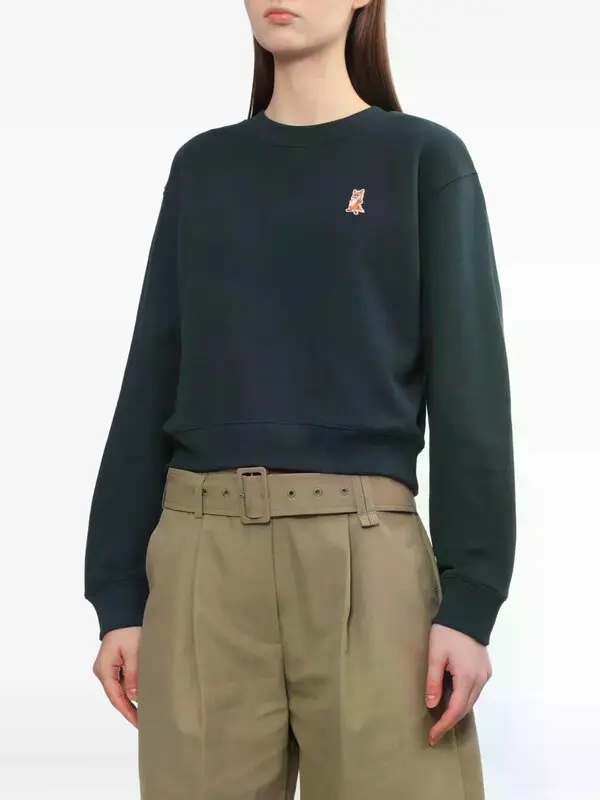 Maison Kitsuné Fox-embroidered Cropped Sweatshirt