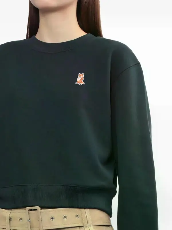 Maison Kitsuné Fox-embroidered Cropped Sweatshirt