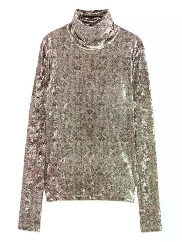 PIERRE-LOUIS MASCIA Geometric-pattern Velvet Top - Neutrals
