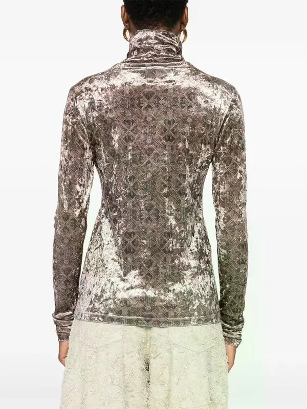 PIERRE-LOUIS MASCIA Geometric-pattern Velvet Top - Neutrals
