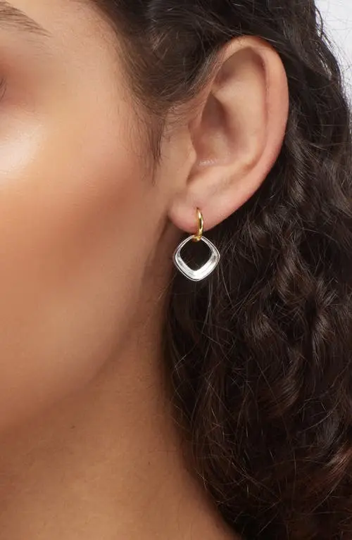 Argento Vivo Square Drop Hoop Earrings