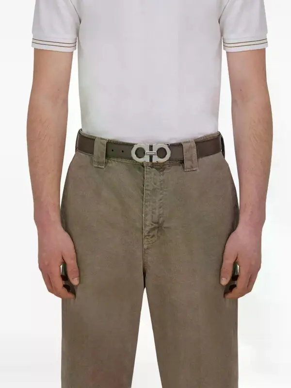 FERRAGAMO Reversible Leather Belt - Brown