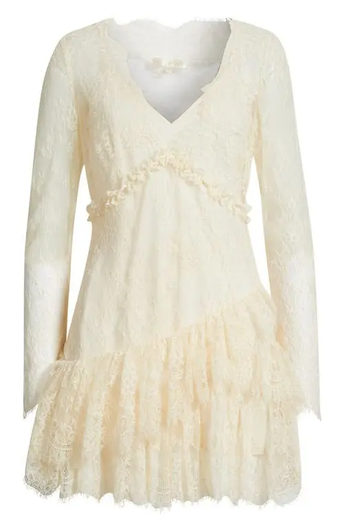 LoveShackFancy Seelie Eyelash Lace Long Sleeve Minidress - Ivory