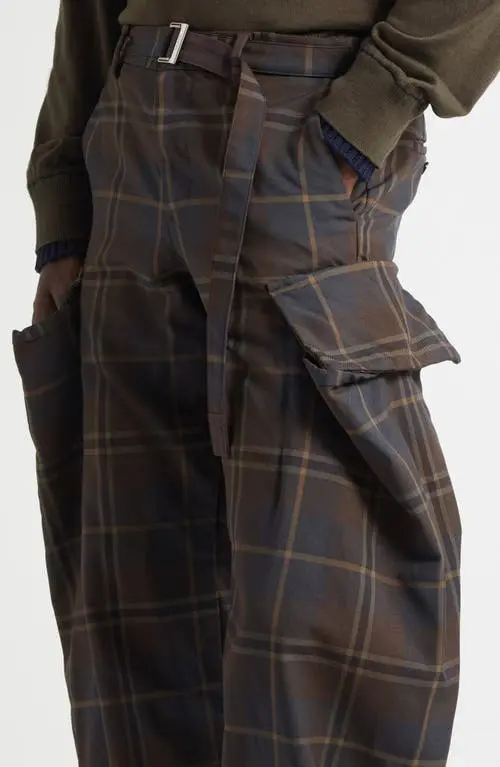 Sacai Belted Plaid Cargo Pants