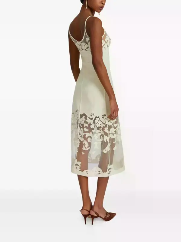 Ermanno Scervino Floral Lace Overlay Midi Dress - White | Editorialist