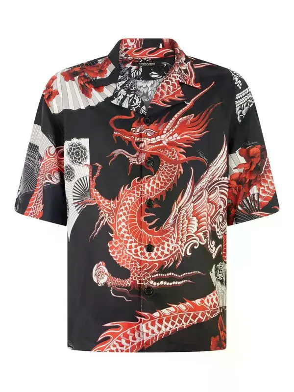 Roberto Cavalli Dragon-print Silk Shirt