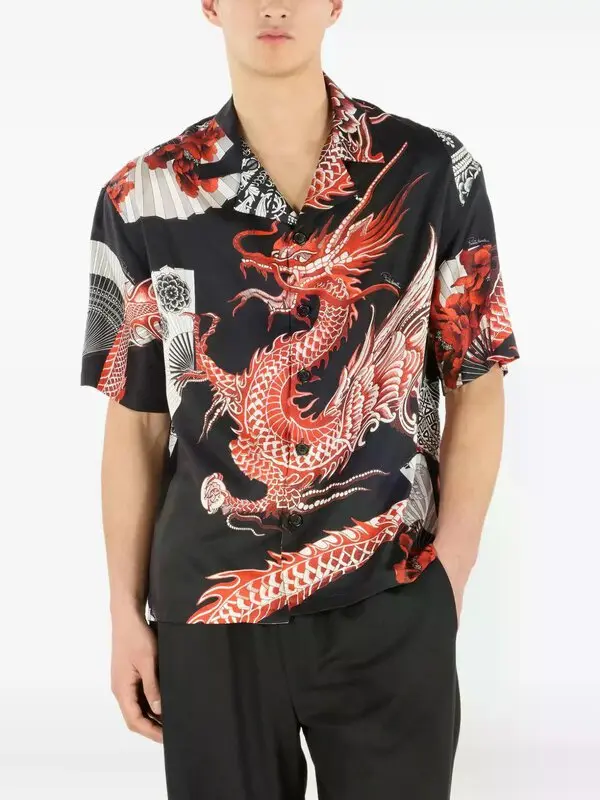 Roberto Cavalli Dragon-print Silk Shirt