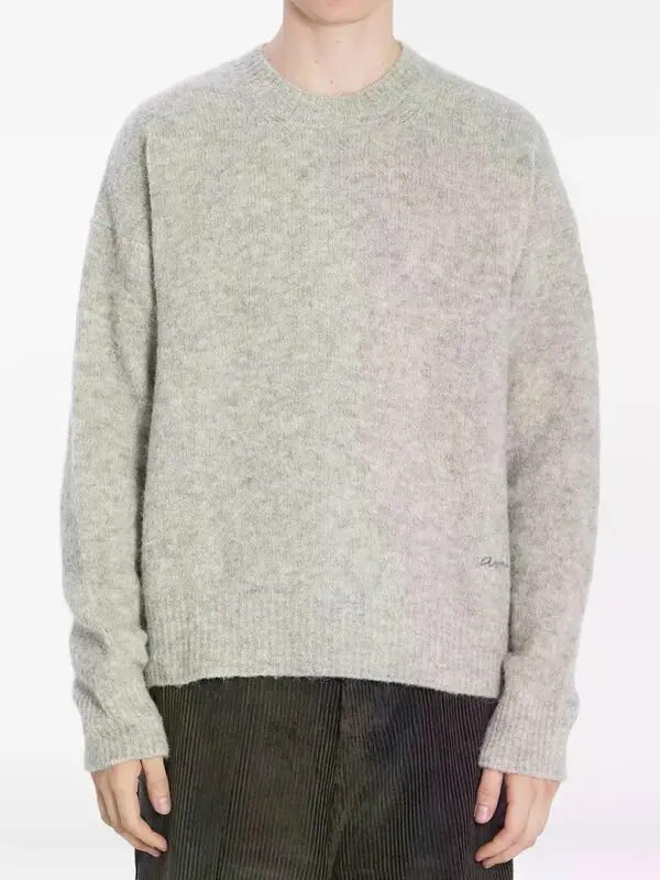 AMI Paris Ribbed Crew-neck Sweater - Grey