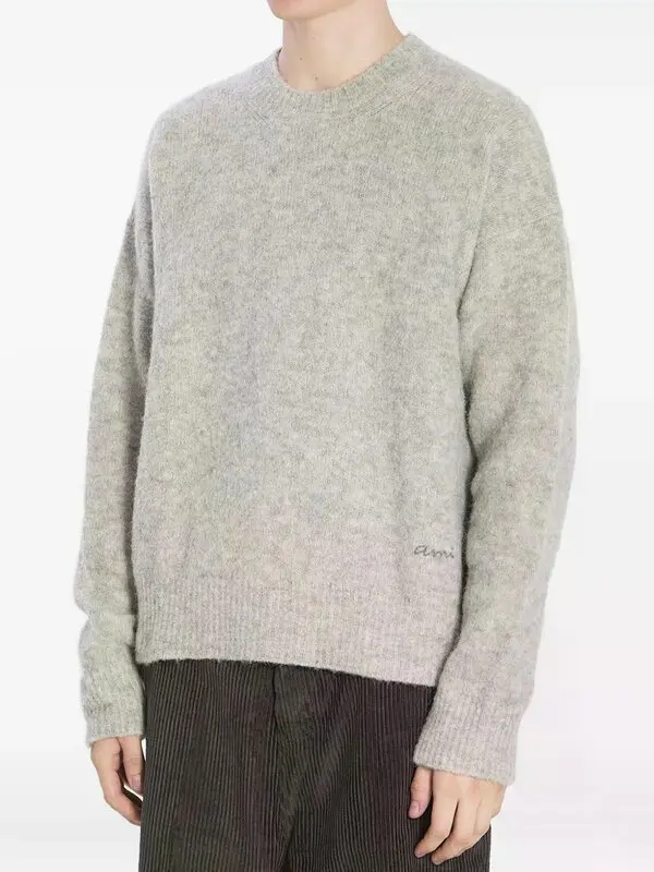 AMI Paris Ribbed Crew-neck Sweater - Grey