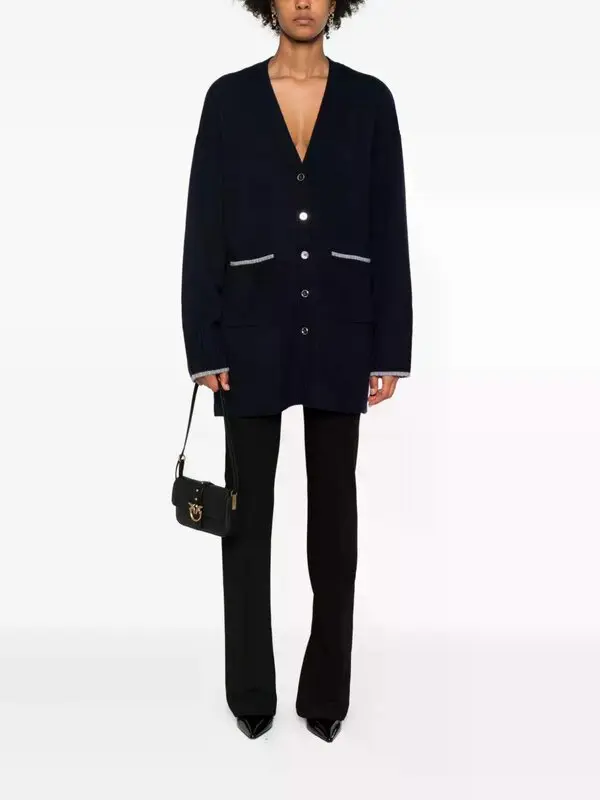 Pinko Button-up Cardigan With Patch Pockets - Blue