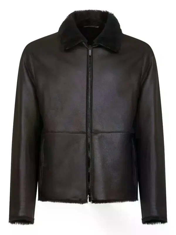 Giorgio Armani Fur-collar Leather Jacket