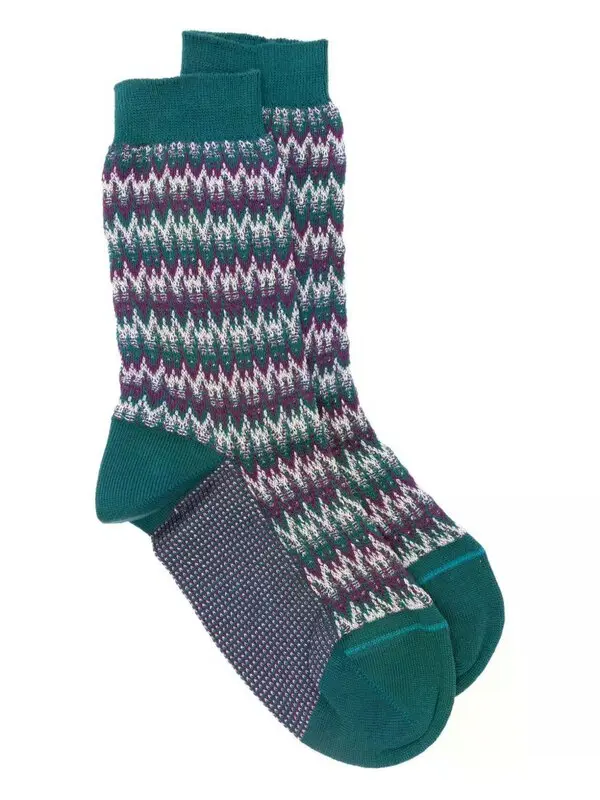 Missoni Zigzag Crew Socks - Green
