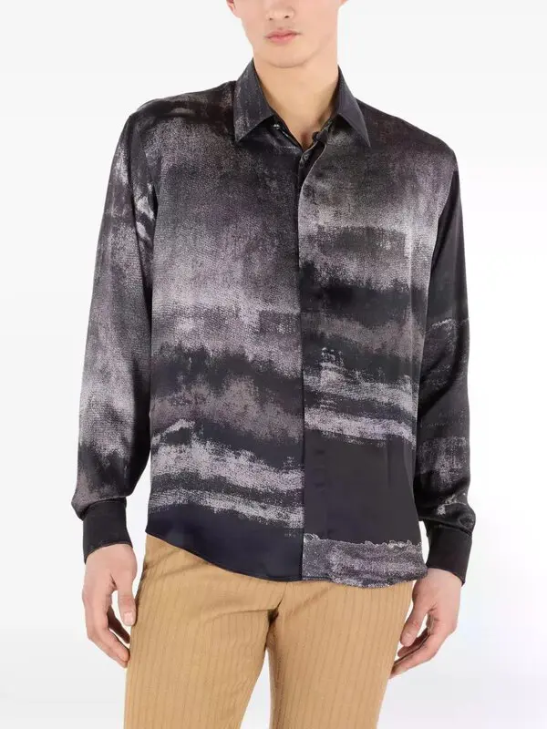 Roberto Cavalli Worn Gradient-effect Silk Shirt